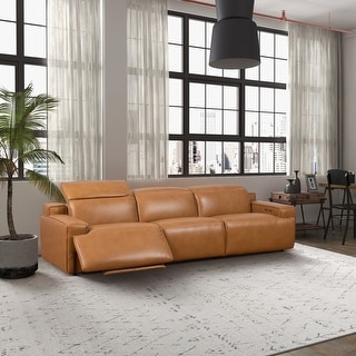 Primrose Modern Genuine Leather Triple Power Reclining Sofa - Bed Bath ...