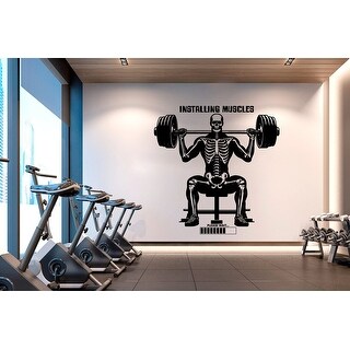 Installing Muscles Skeleton Gym Wall Decal Fitness Funny Decor - Bed ...