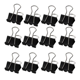 One Dozen 19mm Width Black Metal Documents Binder Clips - 19mm Width ...