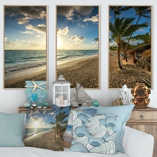 Designart "Beautiful Caribbean Vacation Beach" Sea & Shore Framed Wall ...