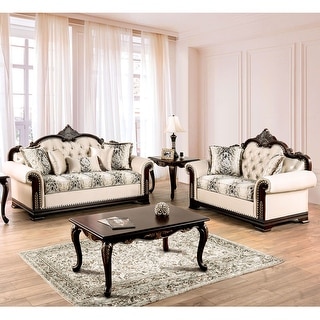 Furniture of America Mirabella Traditional 2-Piece Beige Tufted Solid ...