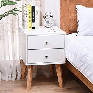 Nightstand Bedroom White Beside Table Made of MDF Night Stand - Bed ...