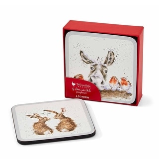 Pimpernel Wrendale Designs Set of 6 Christmas Coasters - 4"L x 4"W ...