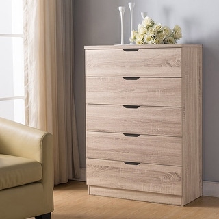 Modern Five Drawer Clothes and Storage Chest Cabinet with Cutout ...