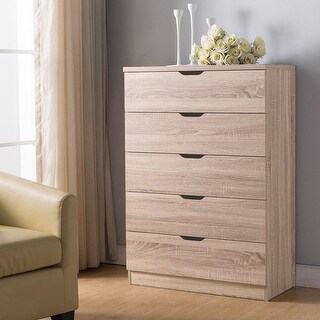 Modern Natural Finish Five Drawer Chest Clothes Storage Metal Drawer ...