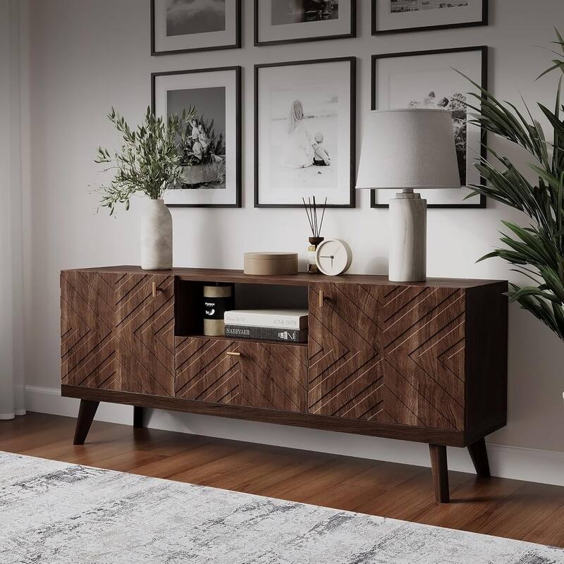 Living Skog Alba Beige TV Stand Console with Drawer Fits TV's up to 65 ...