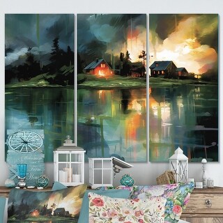 Designart "Scenic Countryside II" Countryside Canvas Wall Art Set - Bed ...