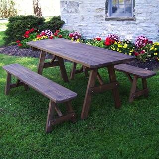Pressure Treated Pine 4' Traditional Picnic Table with 2 Benches - Bed ...