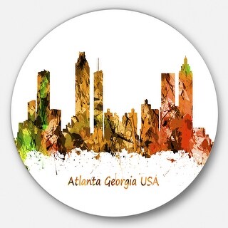 Designart 'Atlanta Georgia Skyline' Cityscape Large Disc Metal Wall art ...