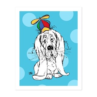 Cute Droopy Basset Hound with a Silly Spinner Hat Art Print/Poster ...