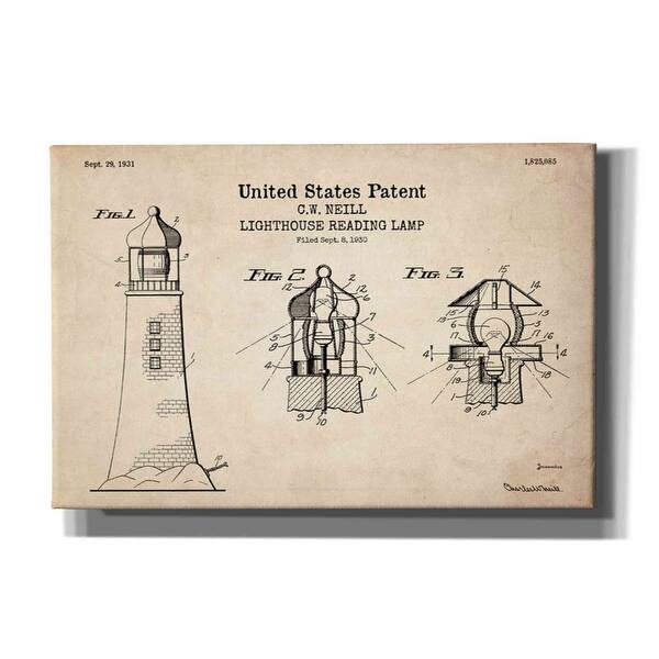 Epic Graffiti 'Lighthouse Reading Lamp Blueprint Patent Parchment ...