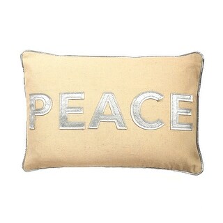Silver With Peace Text Applique Pillow Cover - Bed Bath & Beyond - 41973765