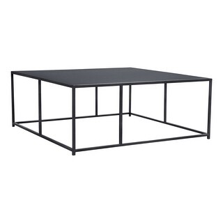 Lav 40 Inch Modern Coffee Table, Rectangular Top, Metal Frame, Dark ...