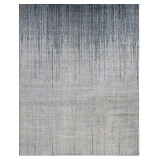 Hand Knotted Grey Modern and Contemporary with Wool & Silk Oriental Rug ...