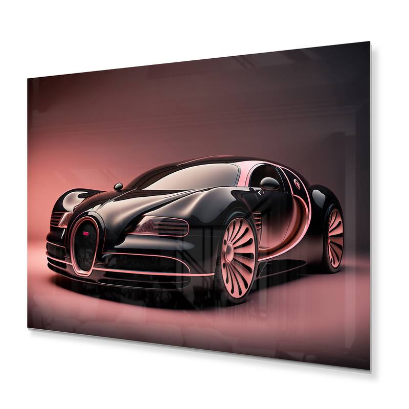 Designart 'Visionary Bugatti Design In Black And Magenta V' Exotic Car ...