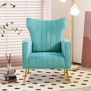 Blue Velvet Wingback Reading Chair Club Chairs Leisure Single Settee ...