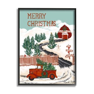 Stupell Rural Christmas Scenery Framed Giclee Art Design by Hannah ...