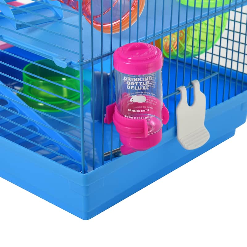 PawHut 5 Tiers Hamster Cage Animal Travel Carrier Habitat with Exercise ...