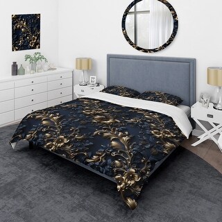 Designart "Cobalt Blue Gilded Frames Victorian Pattern" Damask Bed ...