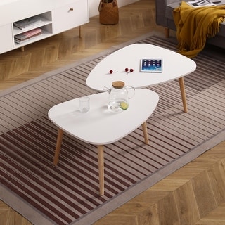Modern Egg Shape Coffee Table Storage Table Accent Table with Metal ...