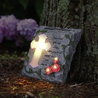 Cross Solar Lights Outdoor Garden Memorial Stepping Stone - Waterproof ...