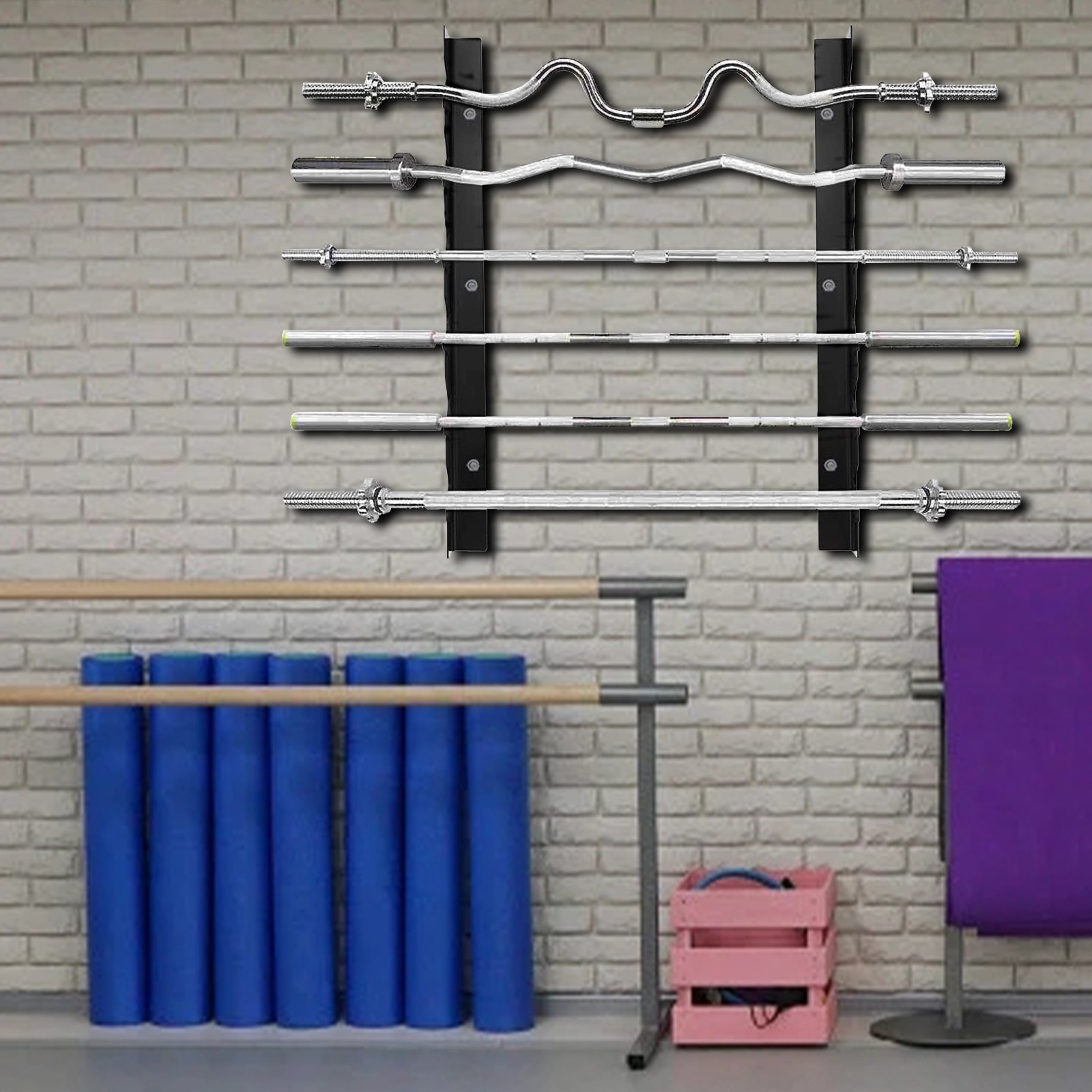 Wall-mounted Olympic Fixed Barbell Storage Rack Weightlifting Barbell ...