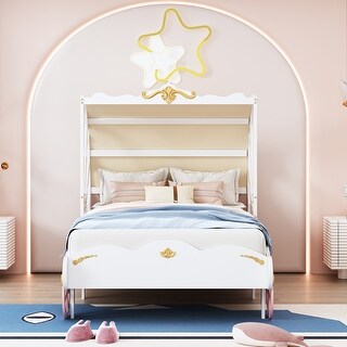 Twin Princess Bed Carriage-Shaped Design Platform Bed Frame Princess ...