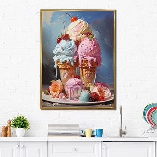 Designart "Food Ice Cream I" Desserts Framed Wall Decor - Bed Bath ...