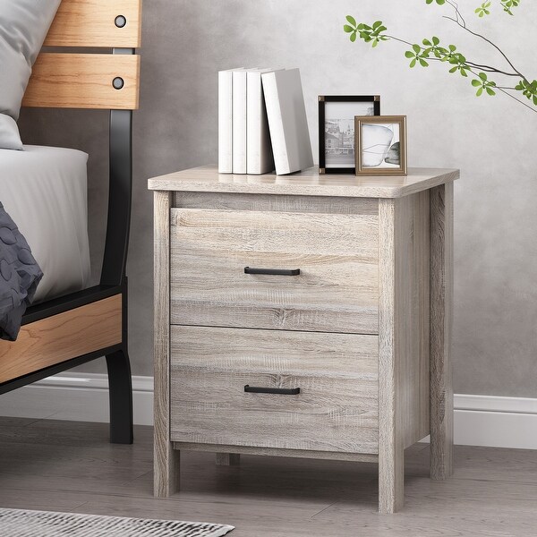 Modern 2 Drawer Nightstand Wood Look Bedside Table Accent Table Versatile Storage Cabinet for Bedroom Livingroom Oak Bed Bath Beyond 41527204