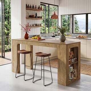 63'' Long Kitchen Island, Counter Height Stationary Island Stand - Bed ...