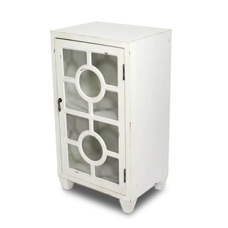 1-Door Accent Cabinet W/ Lattice Glass Inserts - Mdf, Wood Clear Glass ...