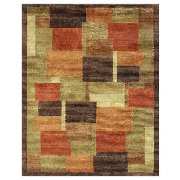 Keystone Hand Knot Color Block Rug, Brown/Rust, Area Rug - Bed Bath ...