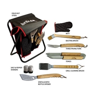 Jim Beam 9-Piece Tailgating Stool with Grill Tools Set - Bed Bath ...