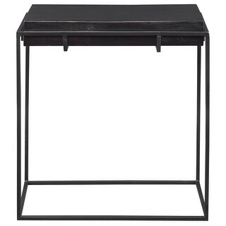24" Black Modern Natural Textured Rectangular Side Table - Bed Bath ...