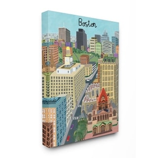 Stupell Colorful Boston Massachusetts City Landmark Architecture Canvas ...