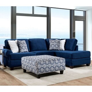 Quim Transitional Navy Microfiber Padded 2-Piece Sectional with Ottoman ...