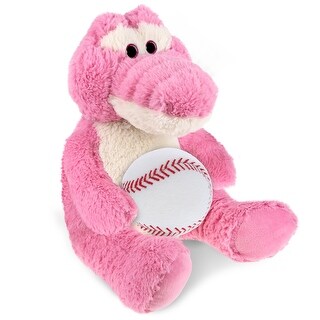 DolliBu Sitting Pink Alligator Stuffed Animal with Baseball Plush - 10 ...