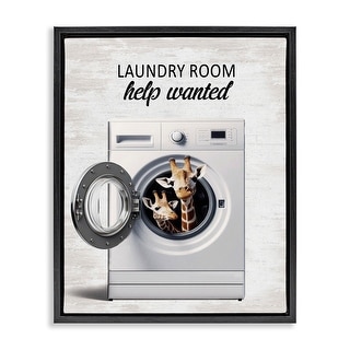 Stupell Laundry Room Help Wanted Framed Floater Canvas Wall Art Design ...