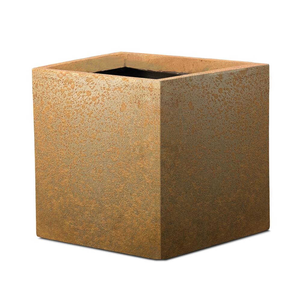 Kante 16"H Square Iron Oxide Finish Lightweight Concrete Modern Planter ...