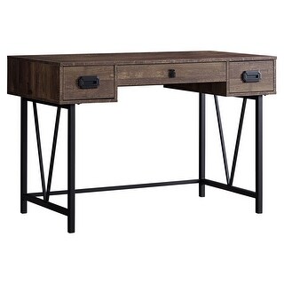 Brown Wood Computer Desk with 2 Drawers, Metal Base and 47 inches ...