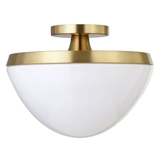 Art Deco Semi Flush Mount Ceiling Light with White Milk Glass - Bed ...