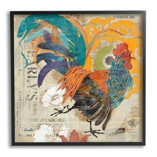Stupell Country Rooster Vintage Collage Framed Giclee Art by Evelia ...