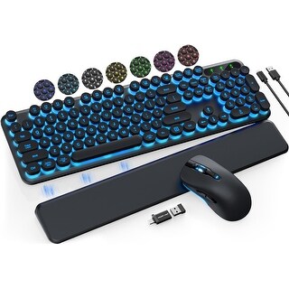 Wireless Keyboard and Mouse Backlit - Typewriter Keyboard with Wrist ...