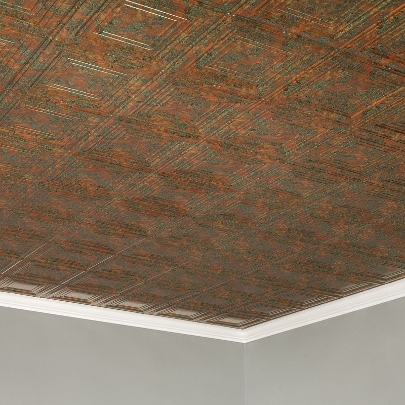 FASÄDE Art Deco Decorative Vinyl 2ft x 4ft Glue Up Ceiling Panel in ...