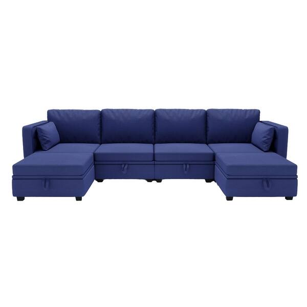 Modular U-shaped adjustable sectional sofa with reversible chains and ...