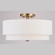 Burnaby Mid-Century Modern Ceiling Mount Light White Linen Drum Shade ...
