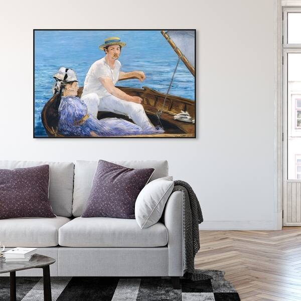 Oliver Gal 'Manet - Boating 1974' Classic and Figurative Blue Wall Art ...