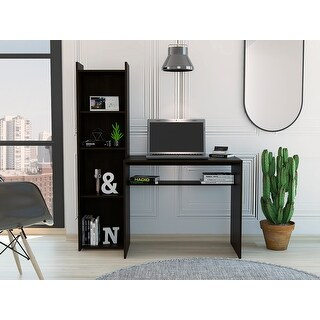 TUHOME Napoli 50-Inch Wide Desk with Five-Tier Bookcase - Bed Bath ...