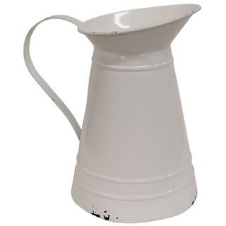White Shabby Chic Metal Water Pitcher with Glossy Distressed Finish - 9 ...