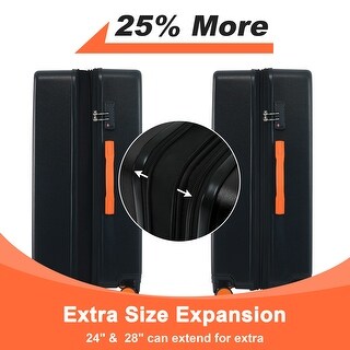 Black Contrast Color Luggage Set Hardside Expandable Suitcase Sets ...